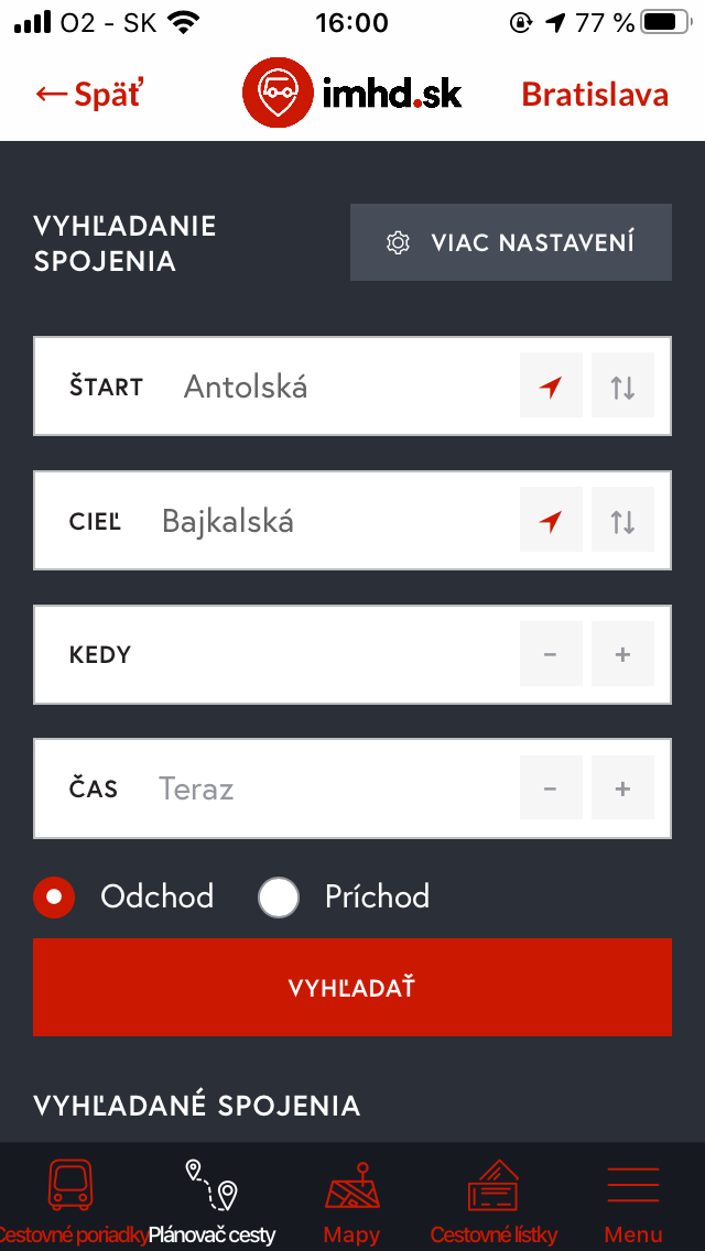 Plánovač cesty imhd.sk • imhd.sk Bratislava
