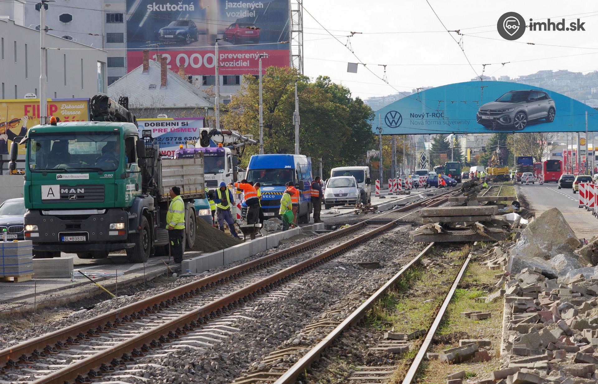 Rekonštrukcia trate pri zastávke Magnetová • imhd.sk Bratislava
