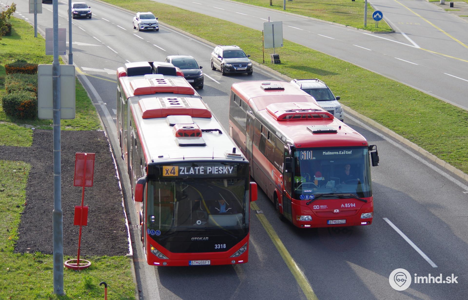 Porovnanie farebného linkového označenia mestského a prímestského autobusu • imhd.sk Bratislava