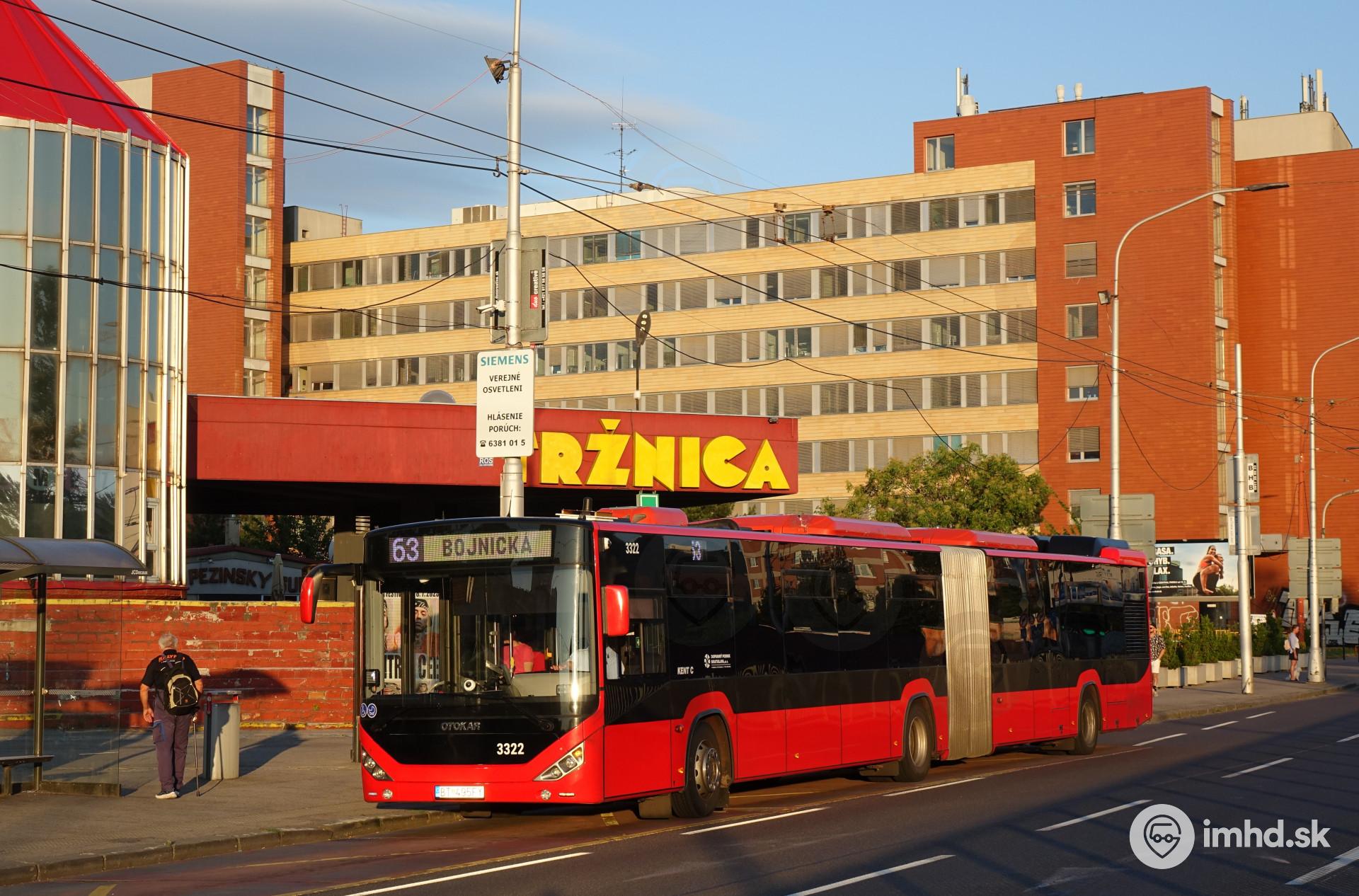 #3322, linka 63, Trnavské mýto • imhd.sk Bratislava
