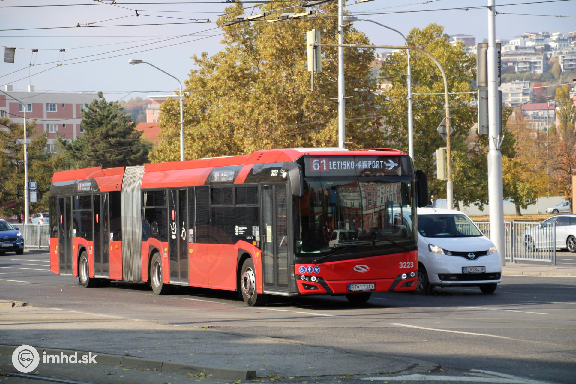#3223, linka 61, Krížna ul., Trnavské mýto • imhd.sk Bratislava
