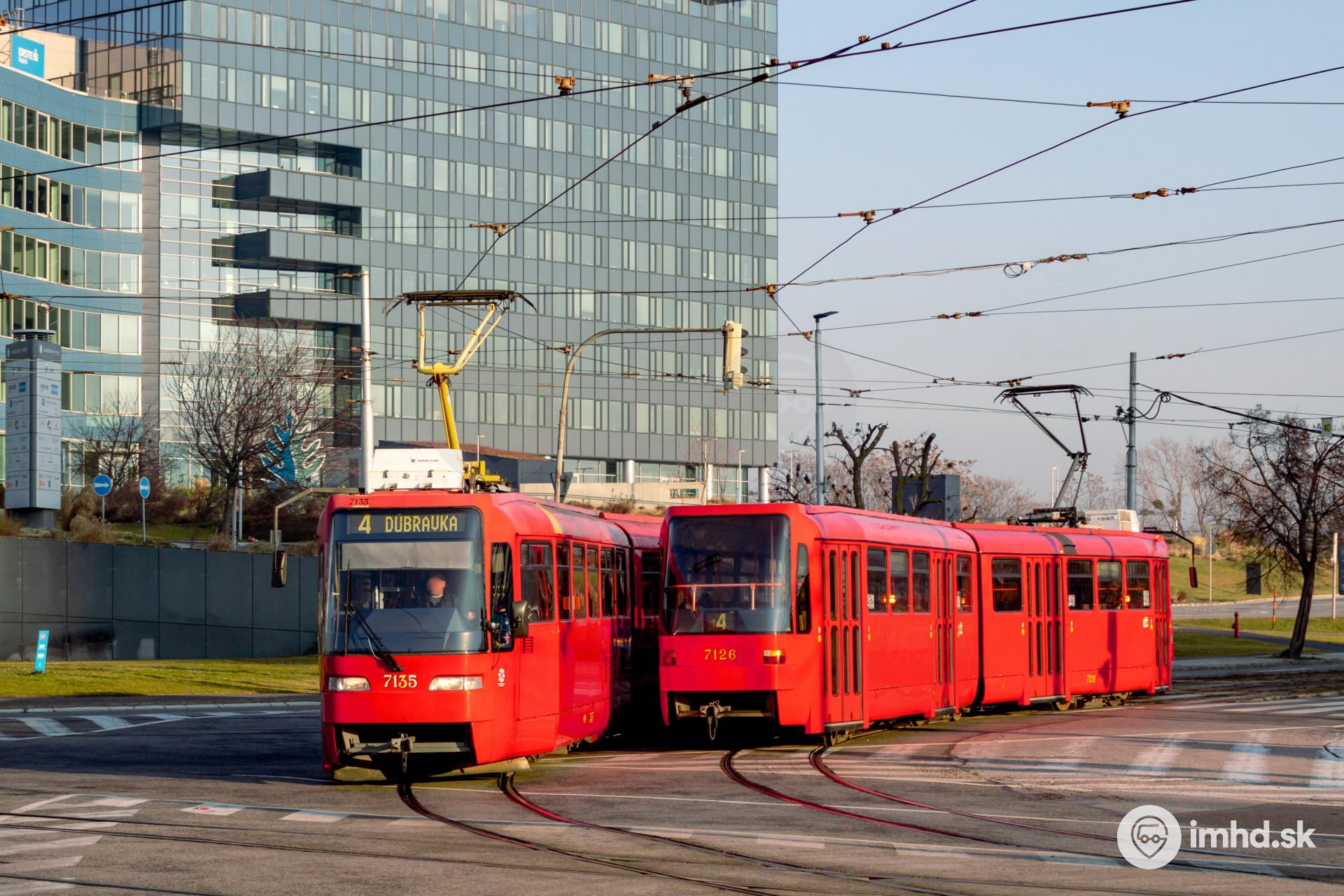 Víkendové spoje linky 4 na stanicu Nové Mesto opäť s električkami K2S • imhd.sk Bratislava