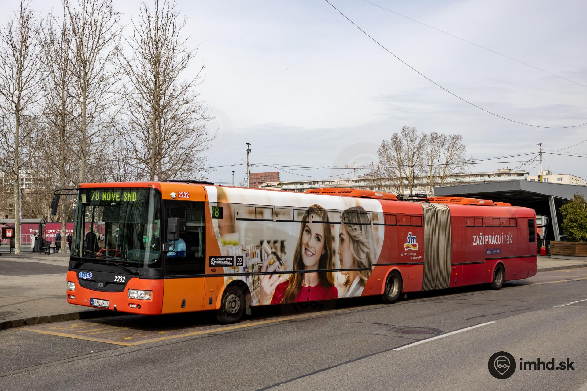 #2232, linka 78, Krížna ul., Trnavské mýto • imhd.sk Bratislava