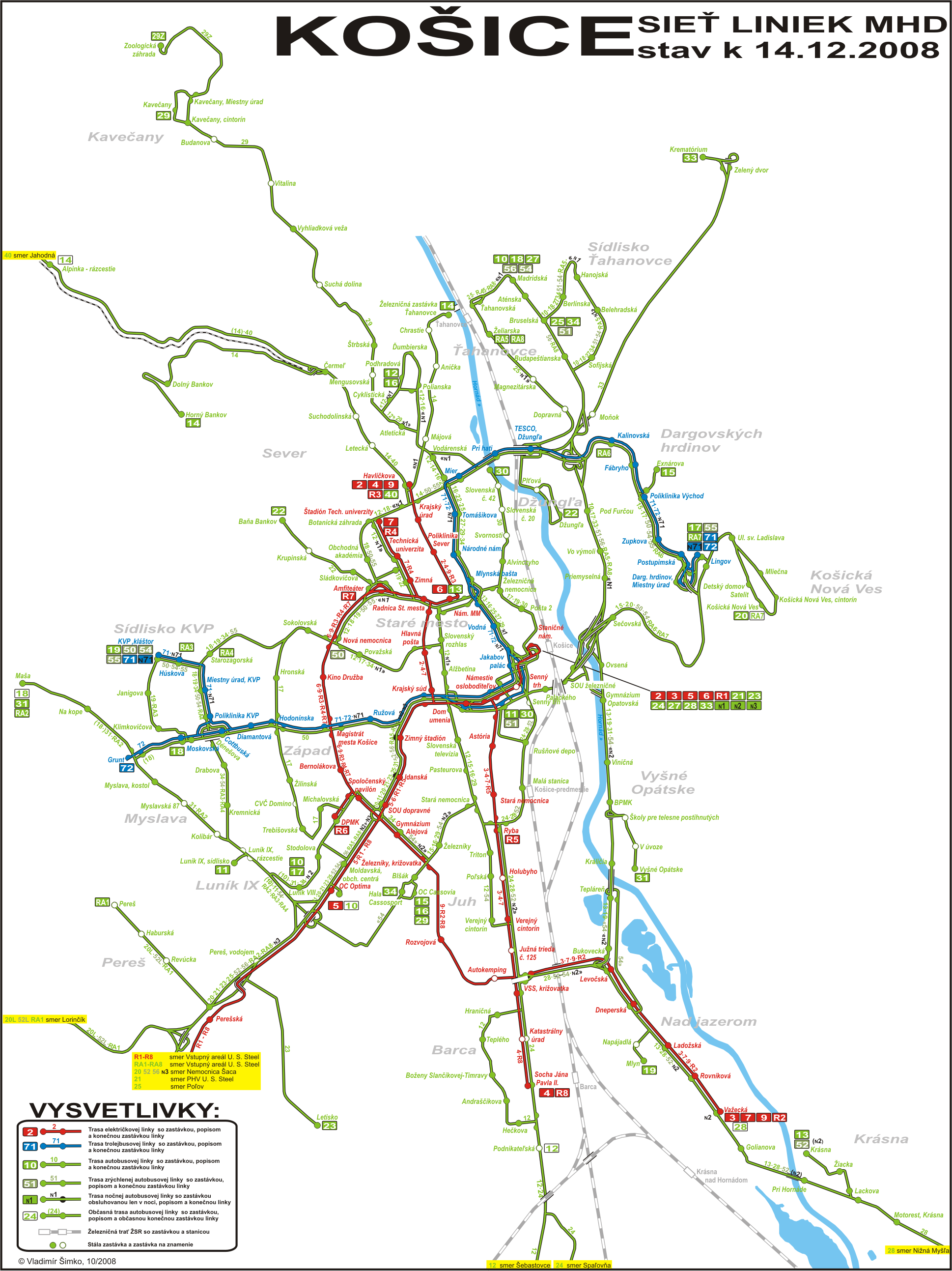 Linky MHD (14. 12. 2008) • imhd.sk Košice
